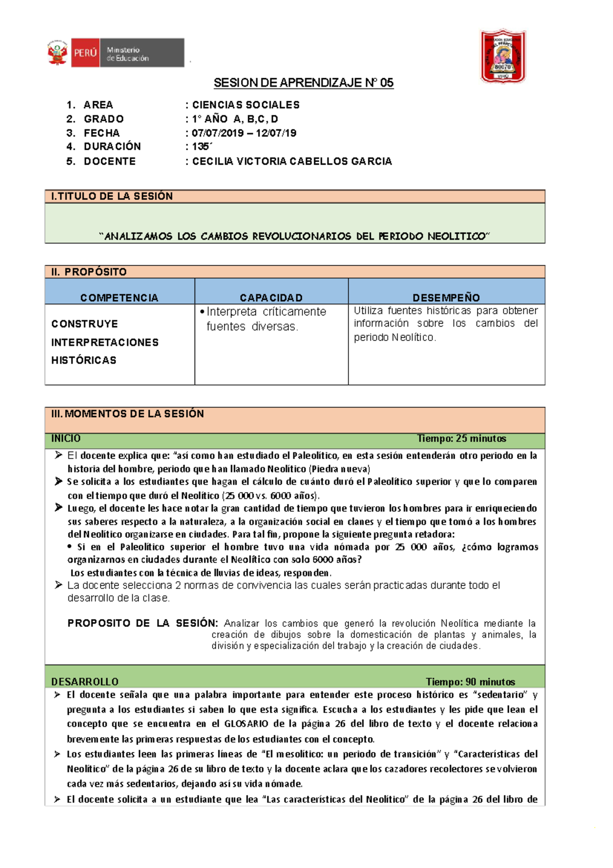 Sesion-05-neolitico-reparado compress - SESION DE APRENDIZAJE N° 05 1. AREA : CIENCIAS SOCIALES ...
