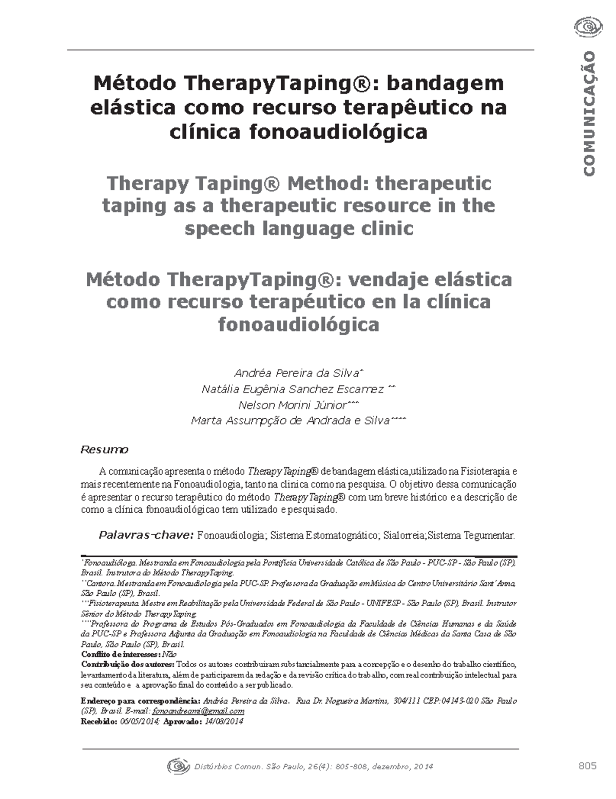 Artigo kinesiotaping - COMUNICAÇÃO Método TherapyTaping®: bandagem ...
