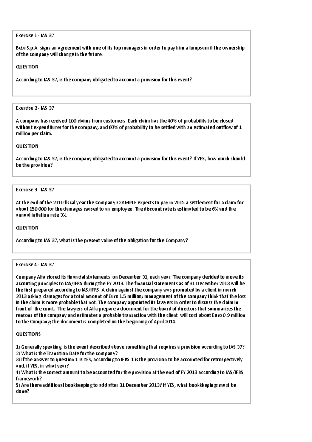 Exercises+Lesson+16+IAS+37+1+Page - Exercise 1 IAS 37 Beta S.p. signs ...