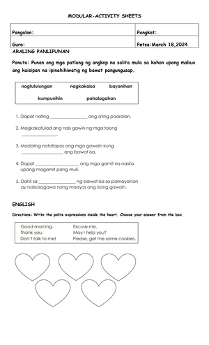Modular Activity Sheets March 18 2024 - Basic Sciences - MODULAR ...