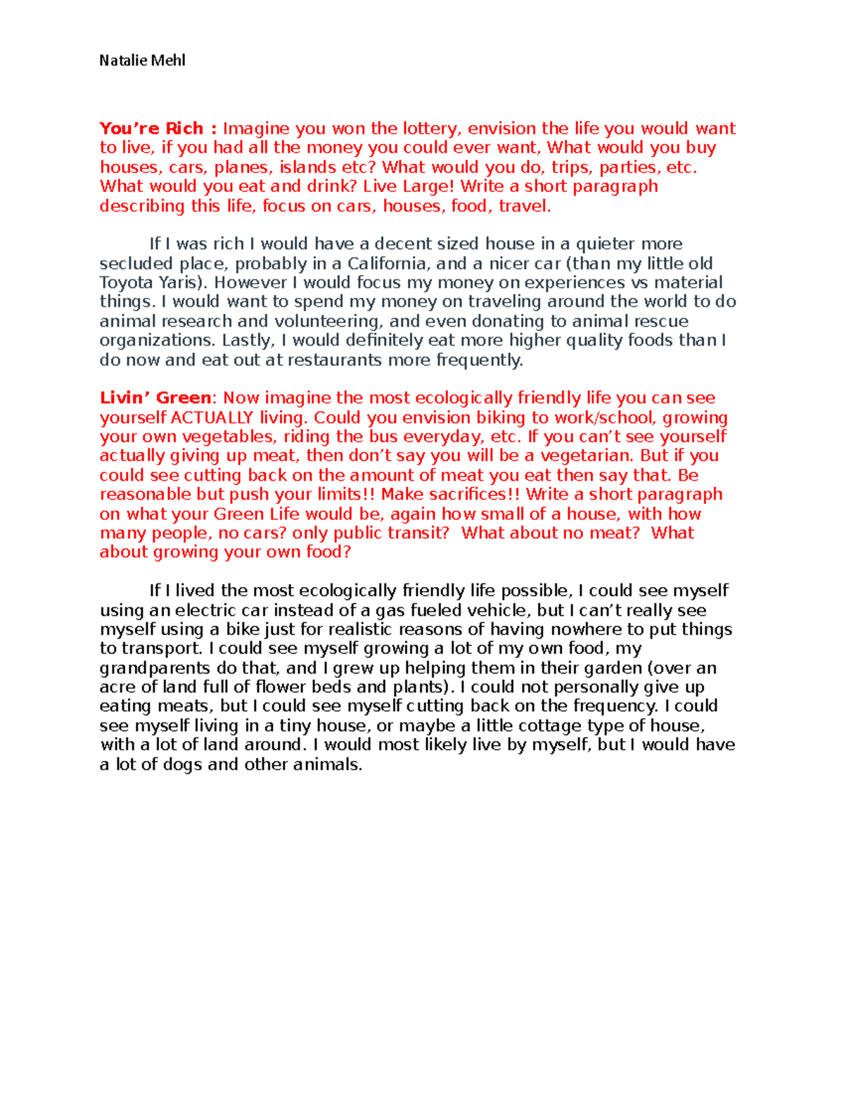 Imagine future - Natalie Mehl You’re Rich : Imagine you won the lottery ...