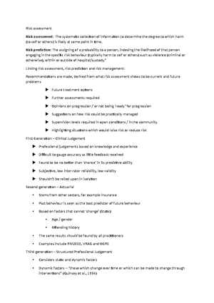 Risk assessment for forensic psychology - Risk assessment for the ...