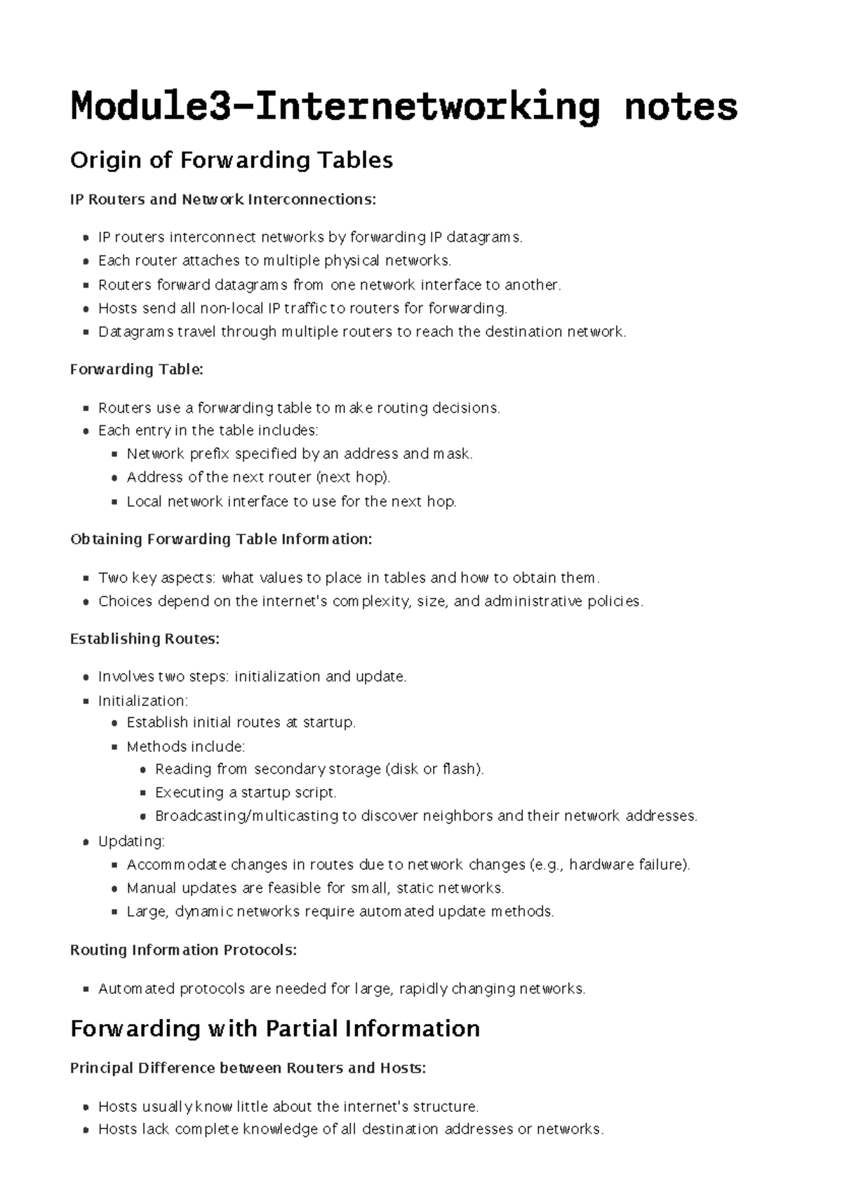 Module 3-Internetworking notes - Module3-Internetworking notes Origin ...