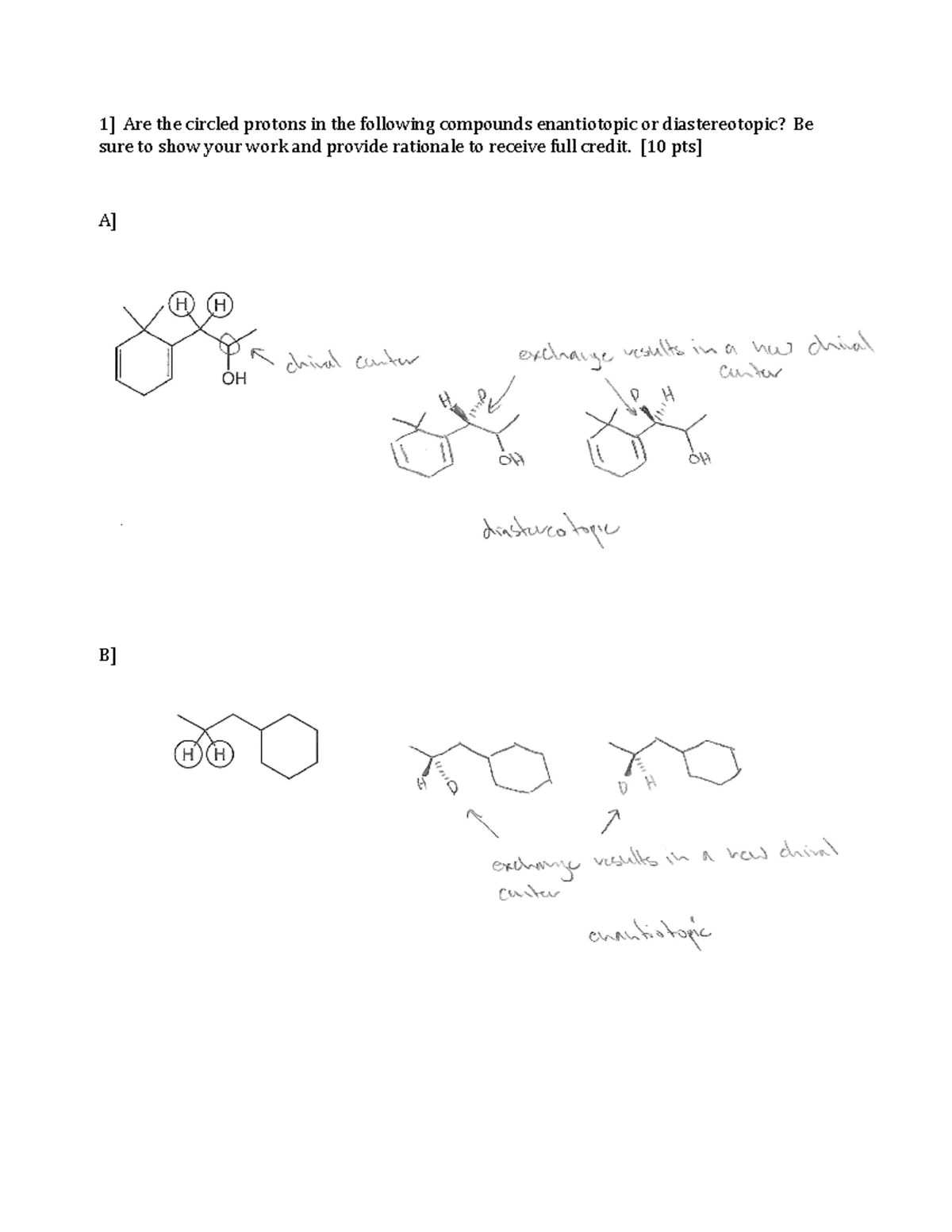 Exam 1 Prob Sess 1 Key - Problems - 1] Are the circled protons in the ...