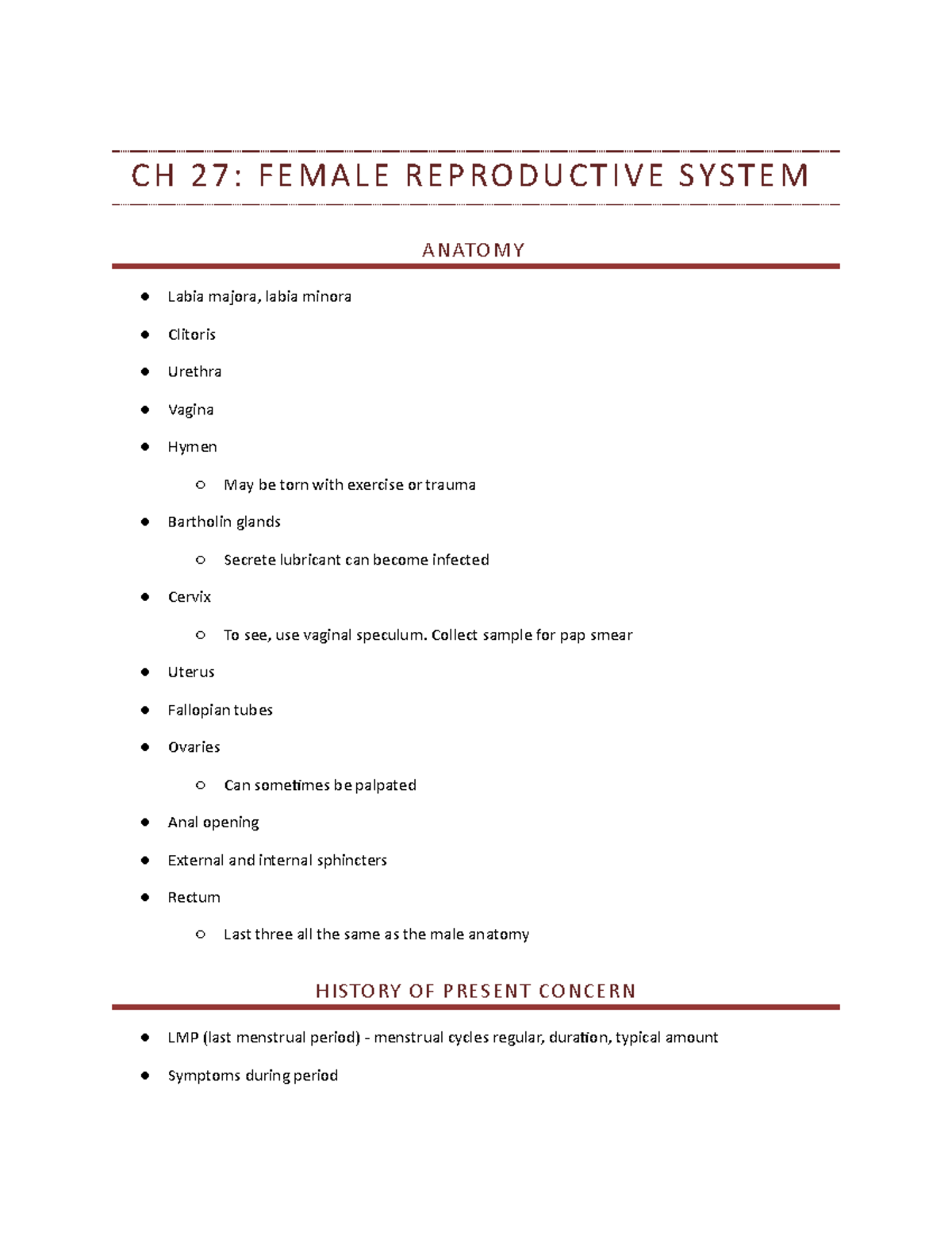 CH 27 Female Reproductive System - CH 27: FEMALE REPRODUCTIVE SYSTEM ...