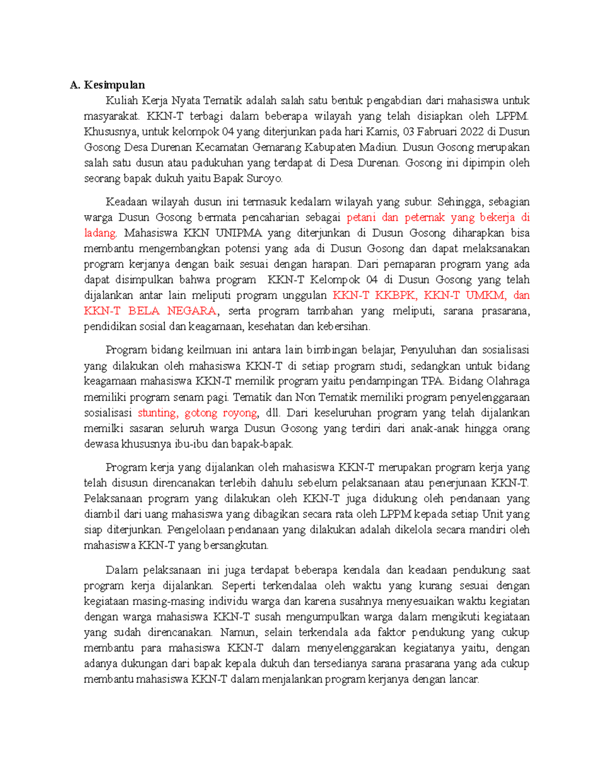 Kesimpulan - ini adalah hasil dari penelitian kami selama 1 bulan di ...