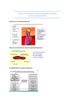MAN2110 Consumer Behaviour - Lecture 5 - Mon 8th March 2021 MAN2110 ...