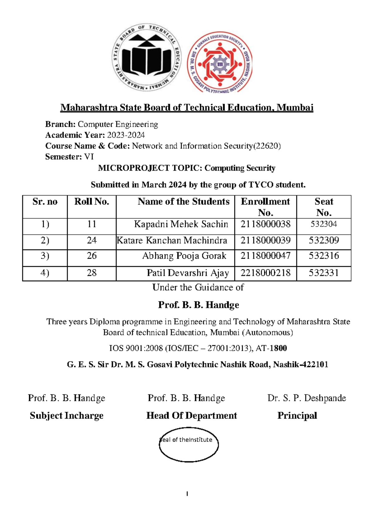 NIS Microproject - Practice - Maharashtra State Board of Technical ...