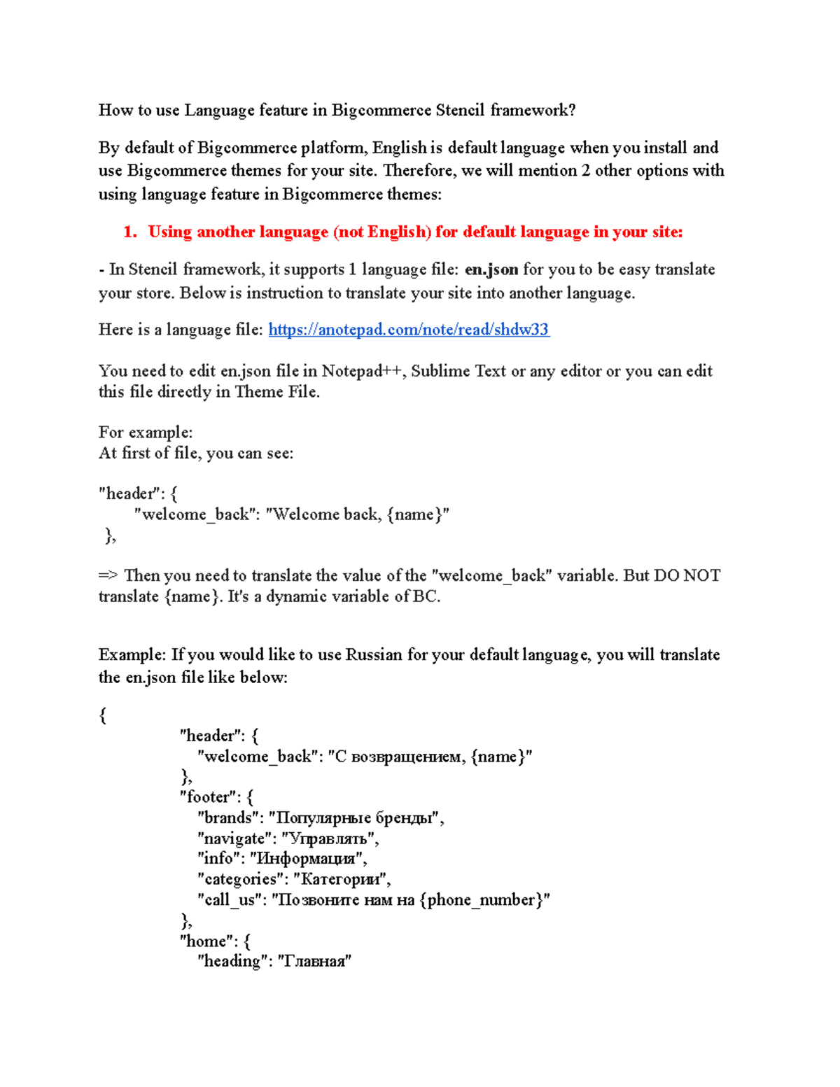 How to use Language feature in Bigcommerce Stencil framework - Therefore, we will mention 2 ...