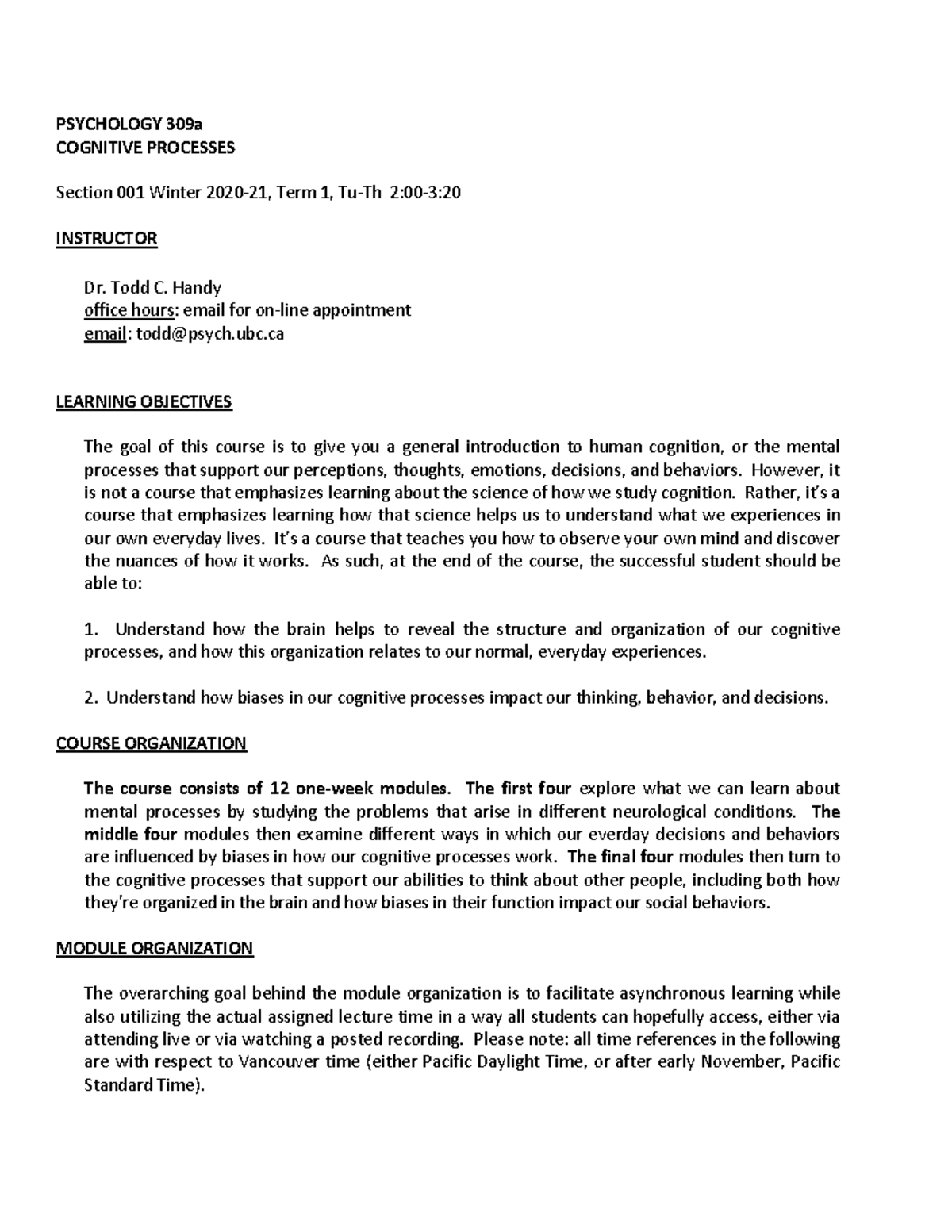 309a syllabus 2020 - Syllable - Warning: TT: undefined function: 32 PSYCHOLOGY 309a COGNITIVE ...