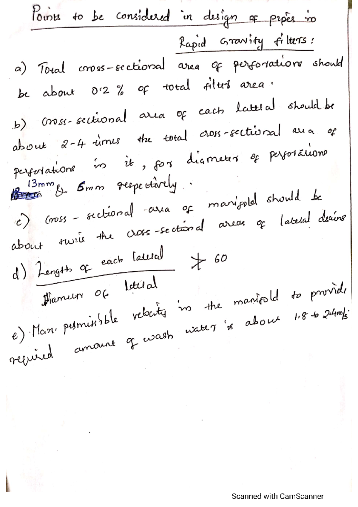 Rapid Sand filter Design - Environmental Engineering-1 - Studocu