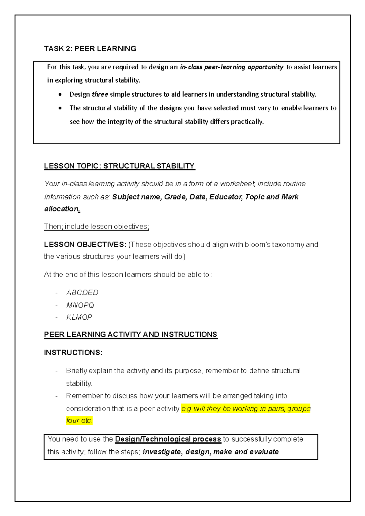 TNST5112 Task 2 POE Touch Point - TASK 2: PEER LEARNING For this task ...