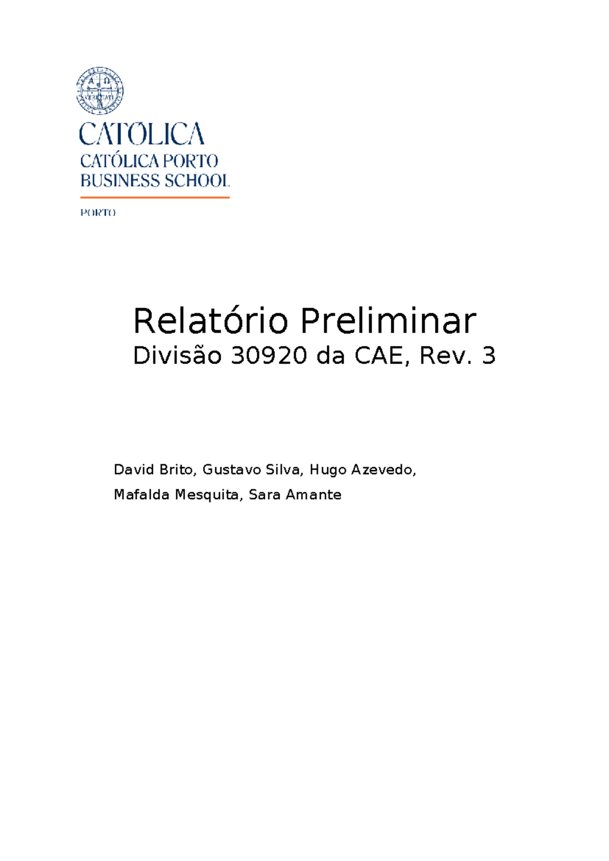 T2G3 relatóriopre - Relatório Preliminar Divisão 30920 da CAE, Rev. 3 ...