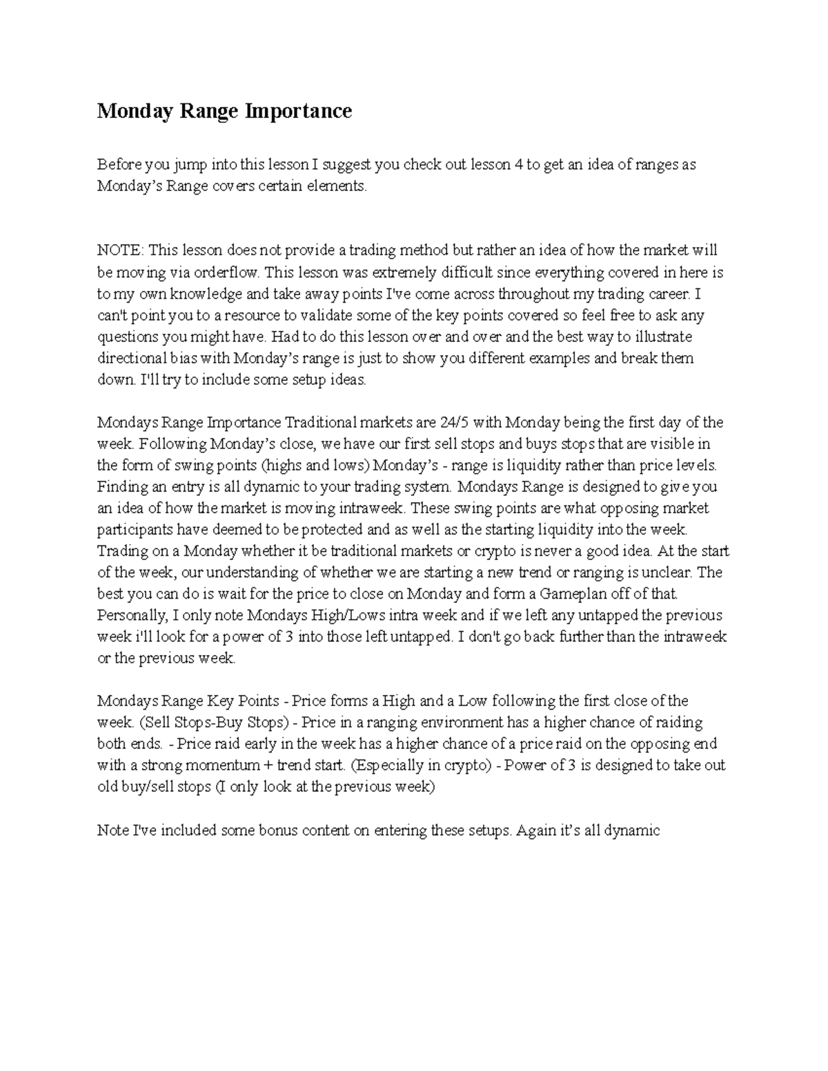 Monday Range Observation Strategy - Monday Range Importance Before you ...