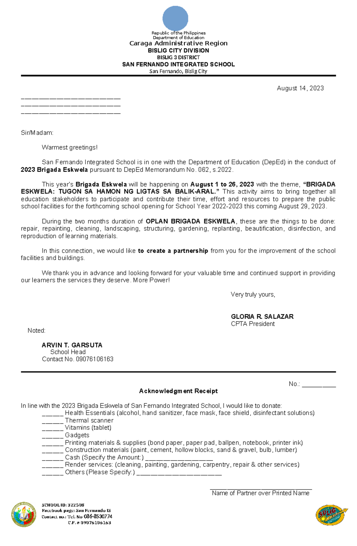 Brigada-Solicitation 2023 - Republic of the Philippines Department of ...