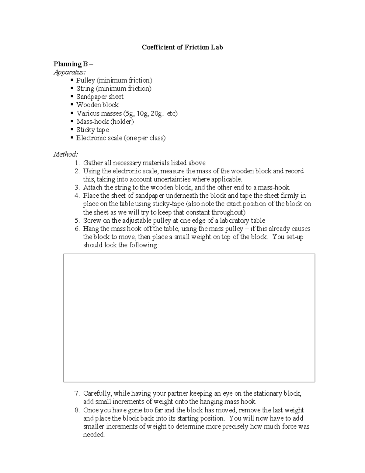 PDF Coefficient of friction - Coefficient of Friction Lab Planning B ...