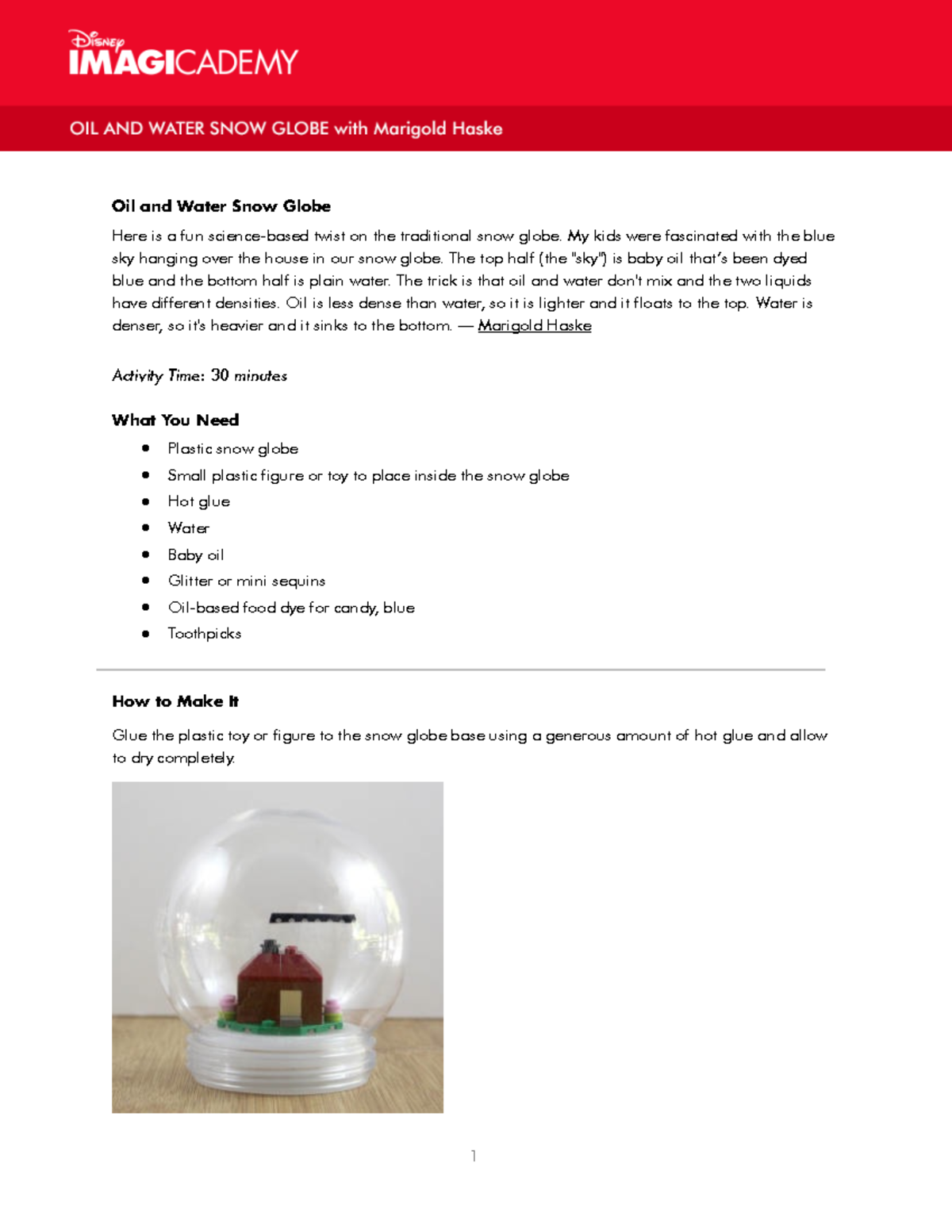 Oil Water Snowglobe - Assignment - ! Oil and Water Snow Globe Here is a ...