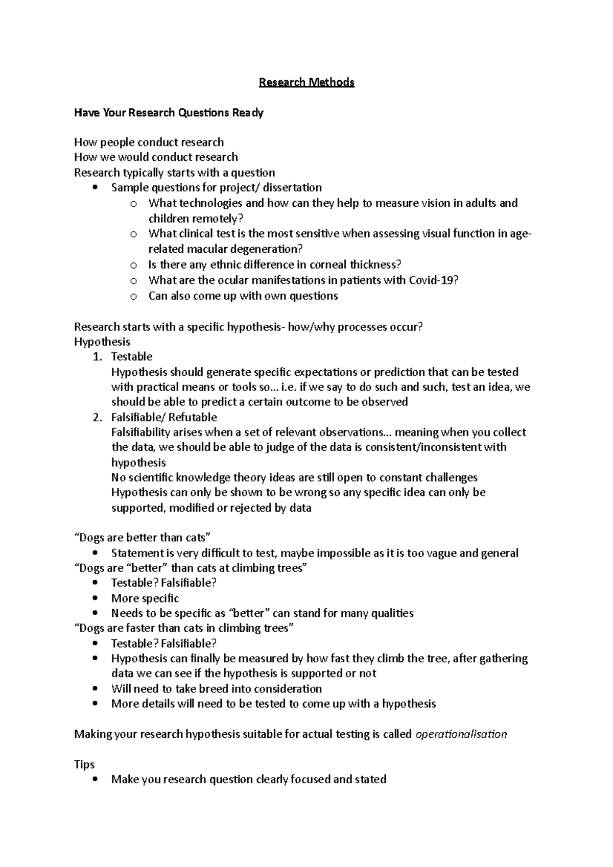 Research Methods - simon notes - Research Methods Have Your Research ...