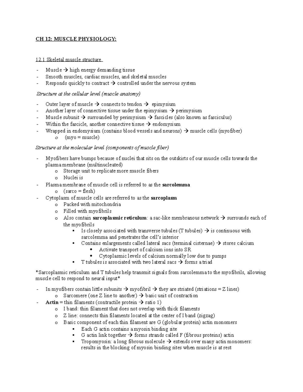 CH 12 Muscle Physiology CH 12 MUSCLE PHYSIOLOGY 12 Skeletal