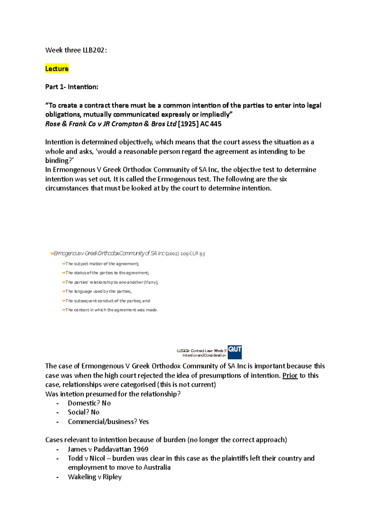 Week three LLB202 - contract law - Week three LLB202: Lecture Part 1 ...