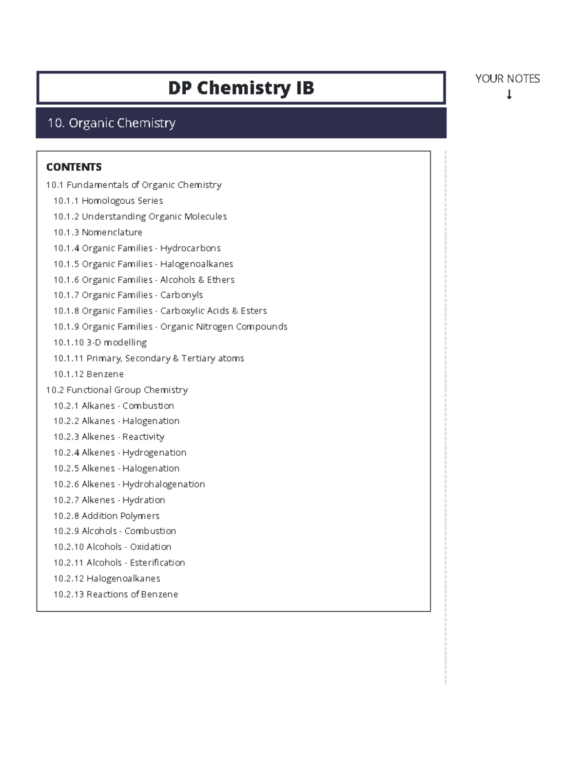 10. organic chemistry - Chem - Page 1 of 70 DP Chemistry IB 10. Organic ...