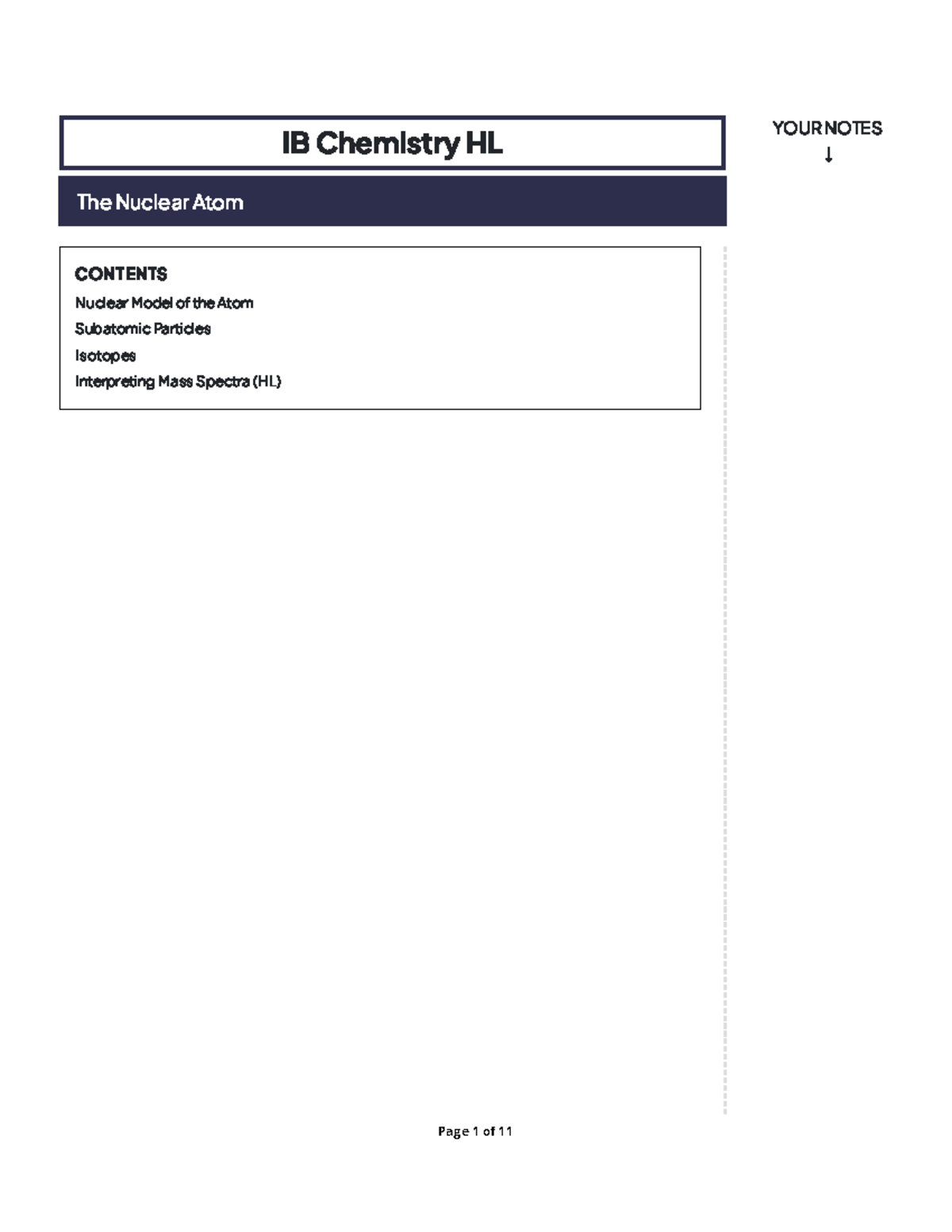 The Nuclear Atom - key points - IB Chemistry HL The Nuclear Atom ...