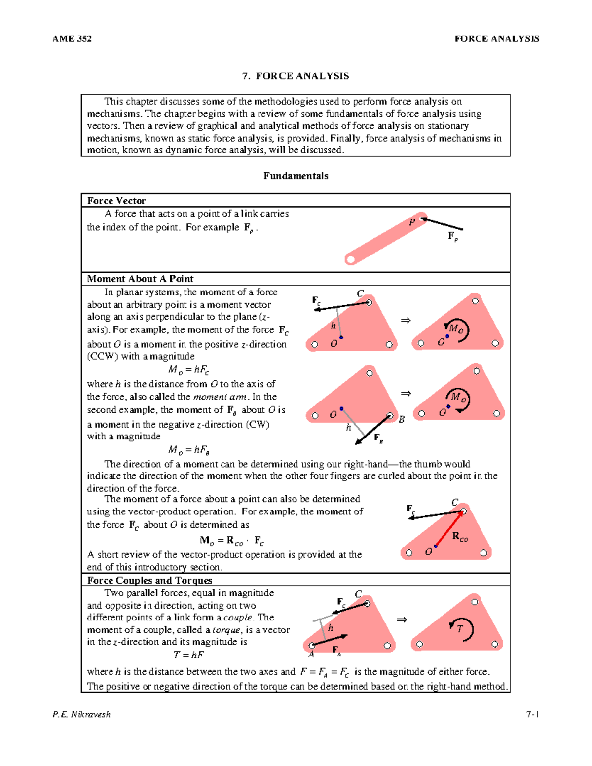 7 Force Analysis - 7. FORCE ANALYSIS This chapter discusses some of the methodologies used to ...