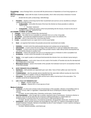 Para-summary - Parasitology summary of all medically important ...