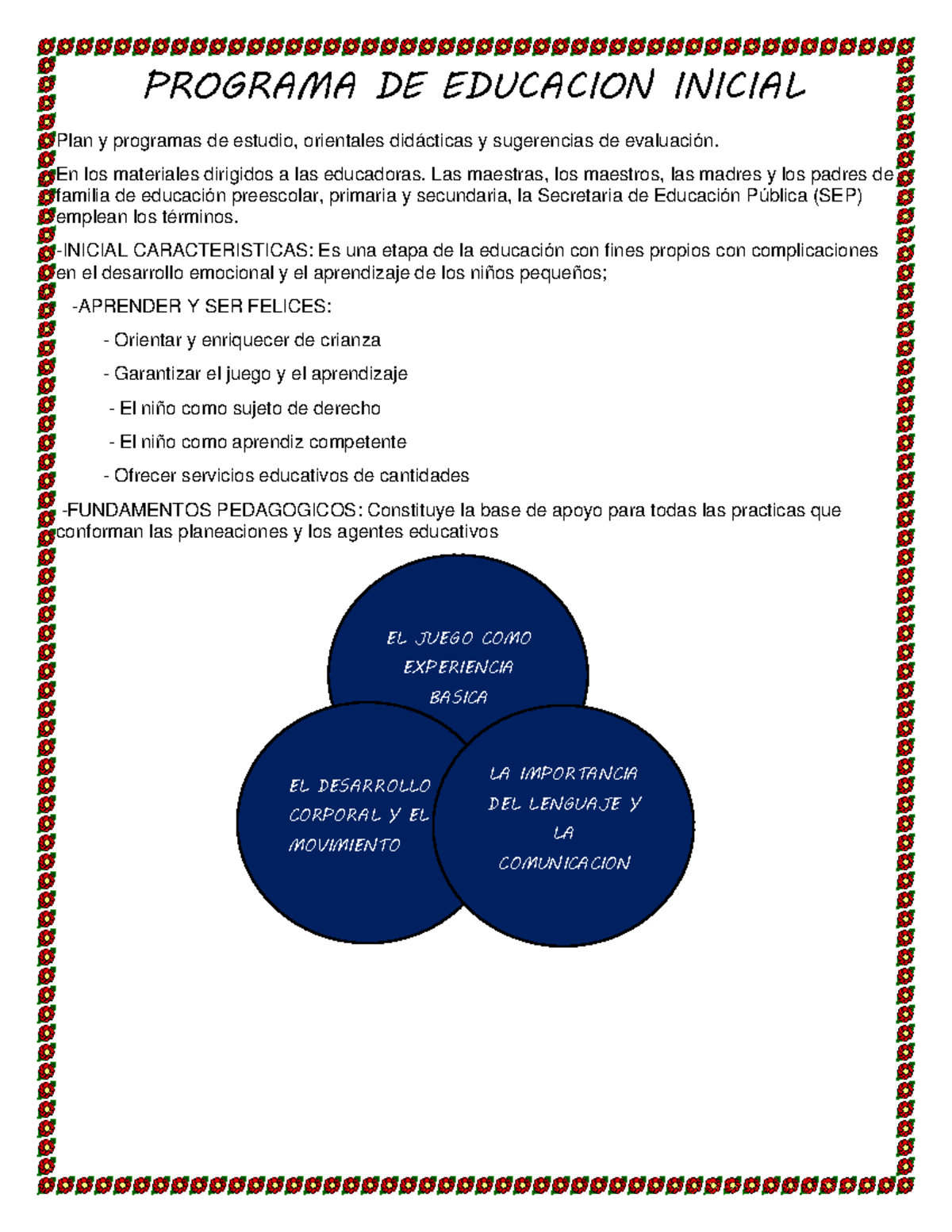 Programa DE Educacion Inicial - PROGRAMA DE EDUCACION INICIAL Plan y ...