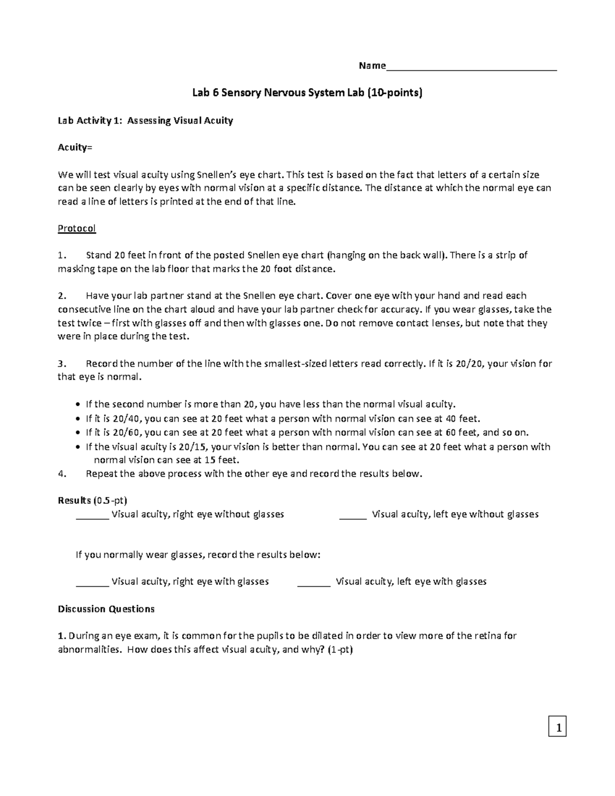 Lab6+Sensory+Nervous+System+Worksheet - Name ...