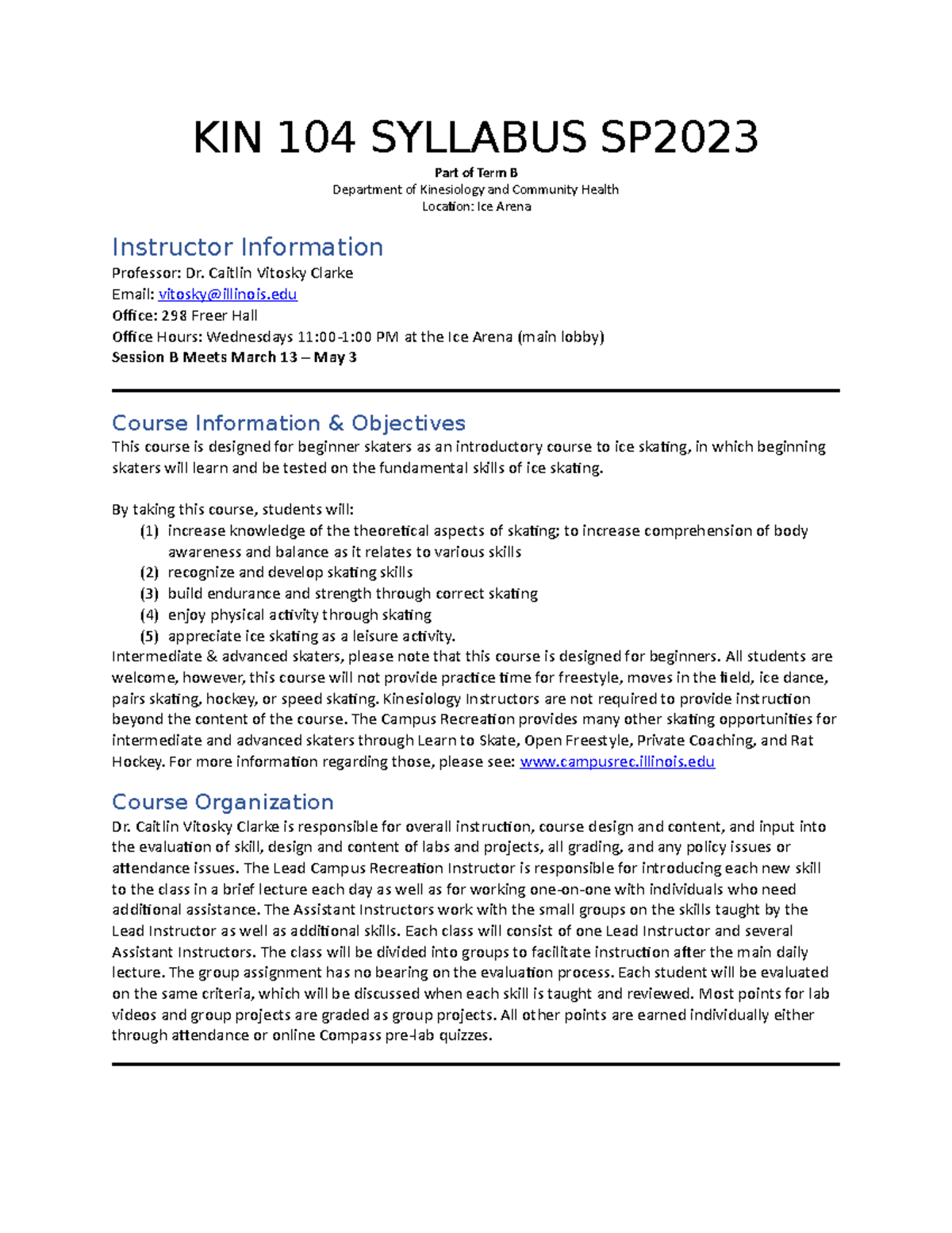 KIN 104 Syllabus SP2023 POT B - KIN 104 SYLLABUS SP Part of Term B ...
