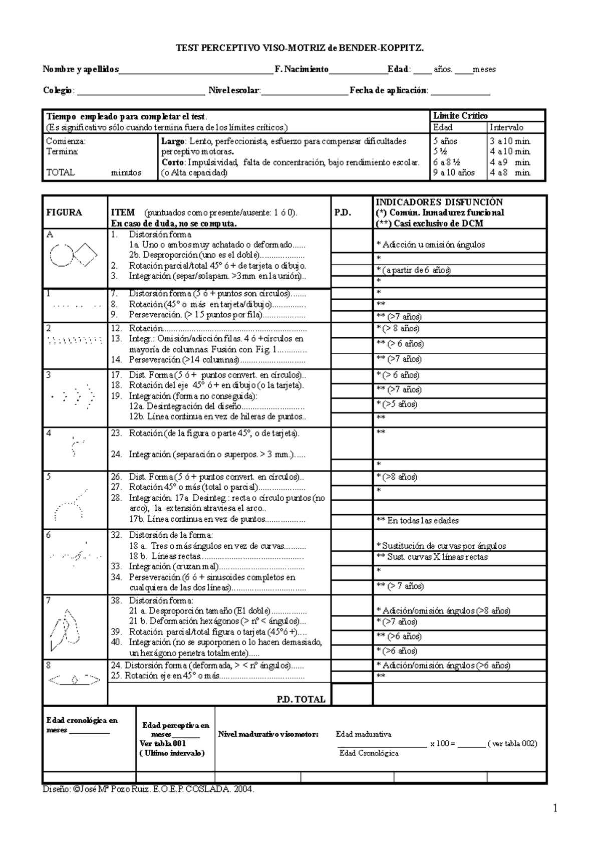 TEST Perceptivo Visomotriz DE Bender Koppitz 2 - TEST PERCEPTIVO VISO ...