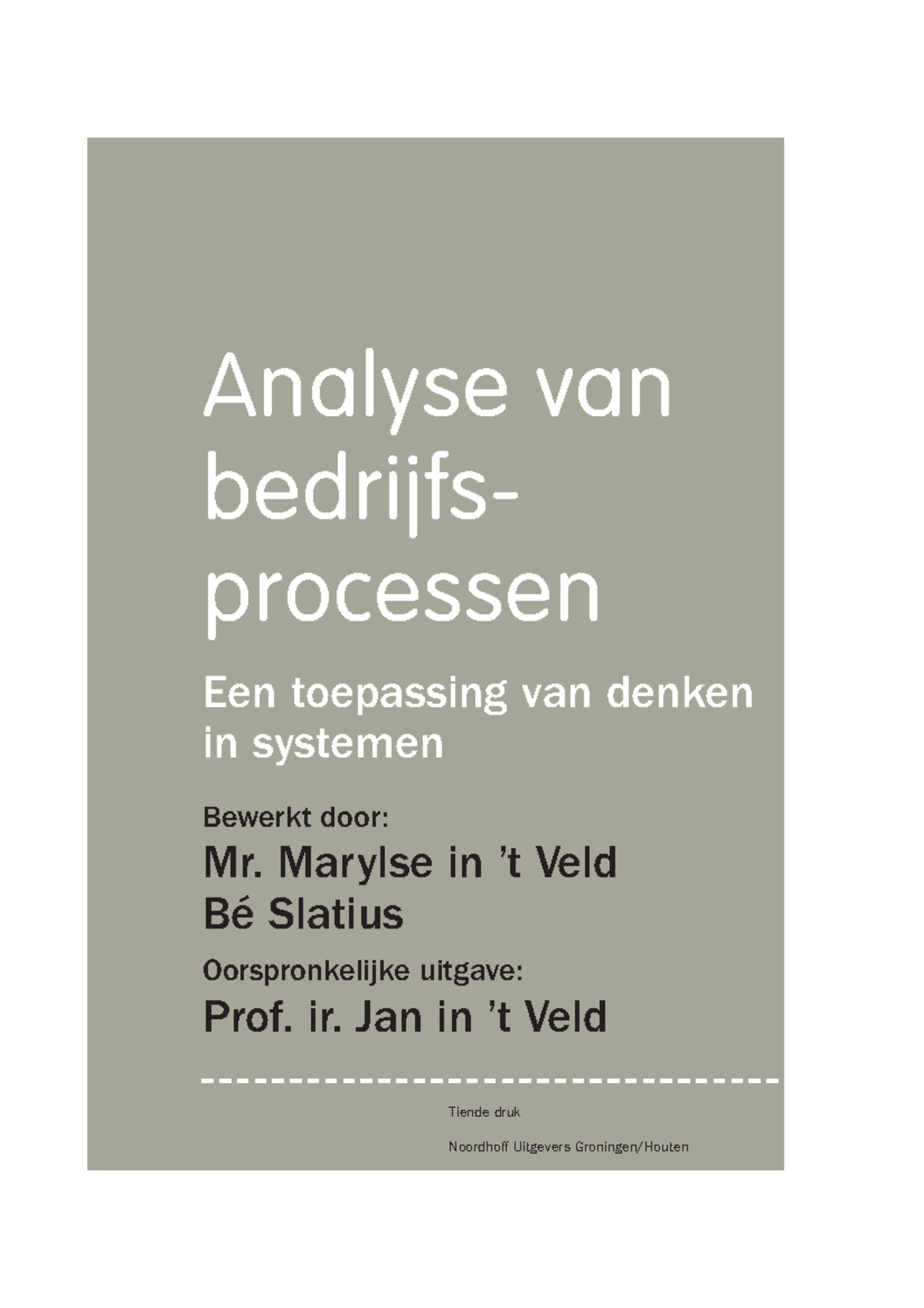 analyse van bedrijfsprocessen - Analyse van bedrijfs- processen Een ...