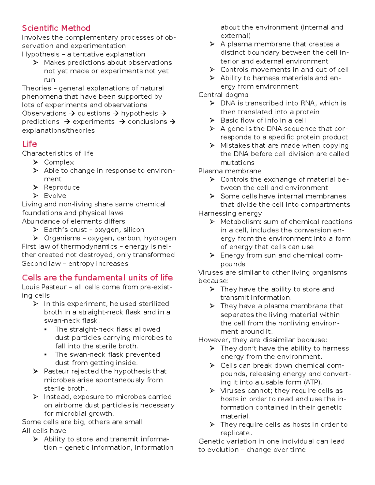 Test 4 notes - Scientific Method Involves the complementary processes ...