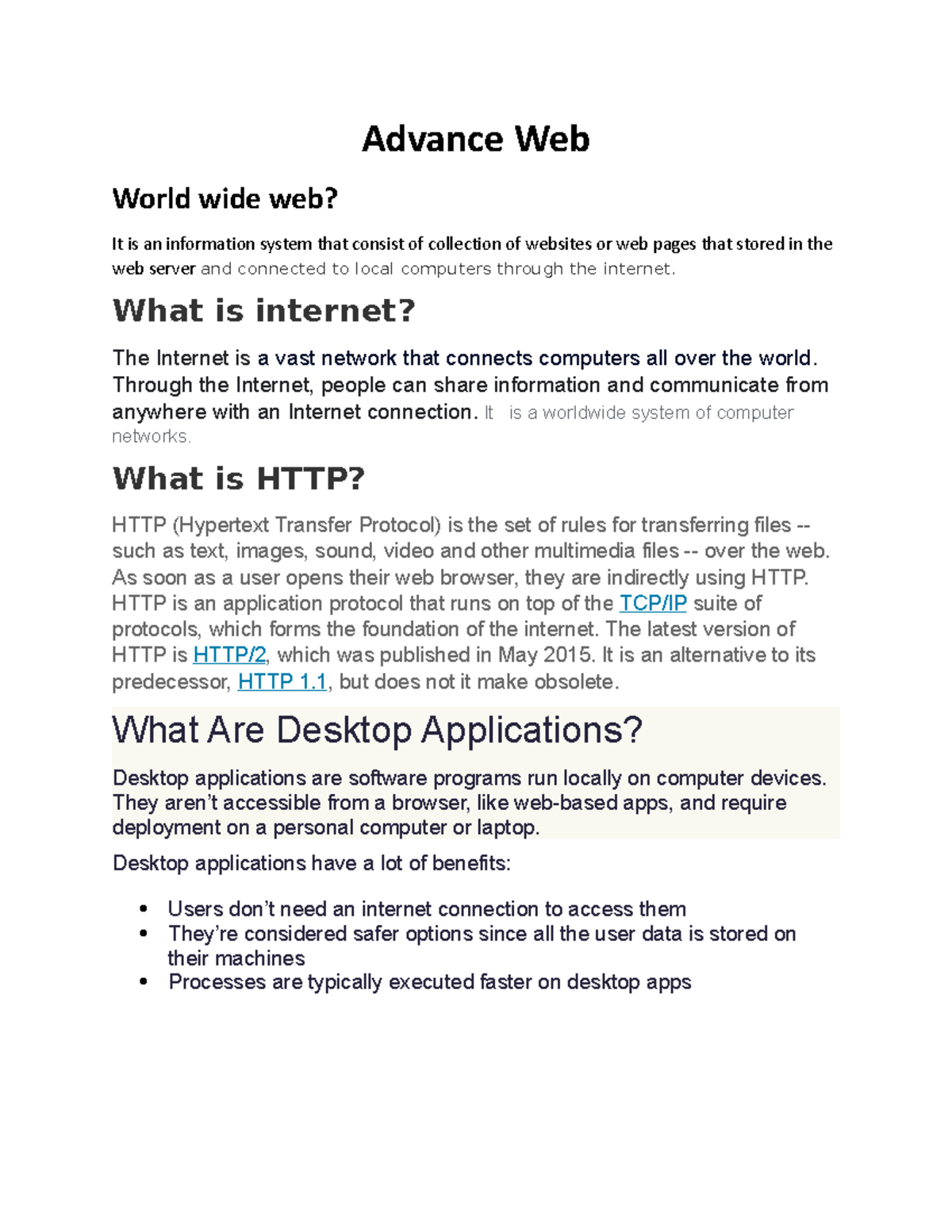 Advance Web - Best Notes of the year - Advance Web World wide web? It ...
