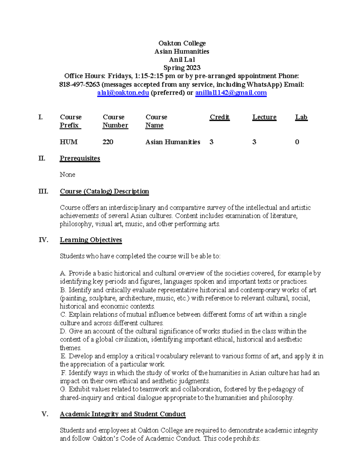 HUM 220-0G2 Asian Humanities Syllabus Spring 2023 - Oakton College ...
