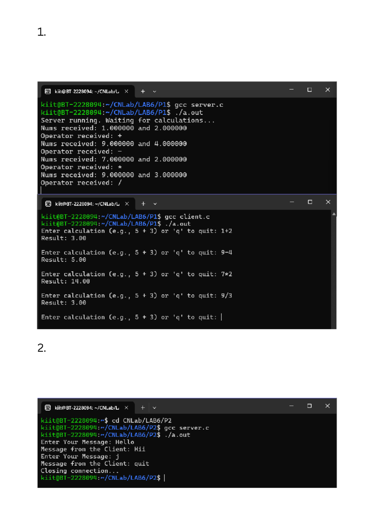 LAB 6 - ooooooooooooooooooo - 1. X V X gcc server Server running ...