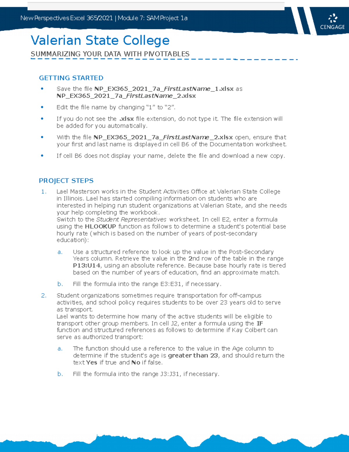 Instructions NP EX365 2021 7a - New Perspectives Excel 365/2021 ...
