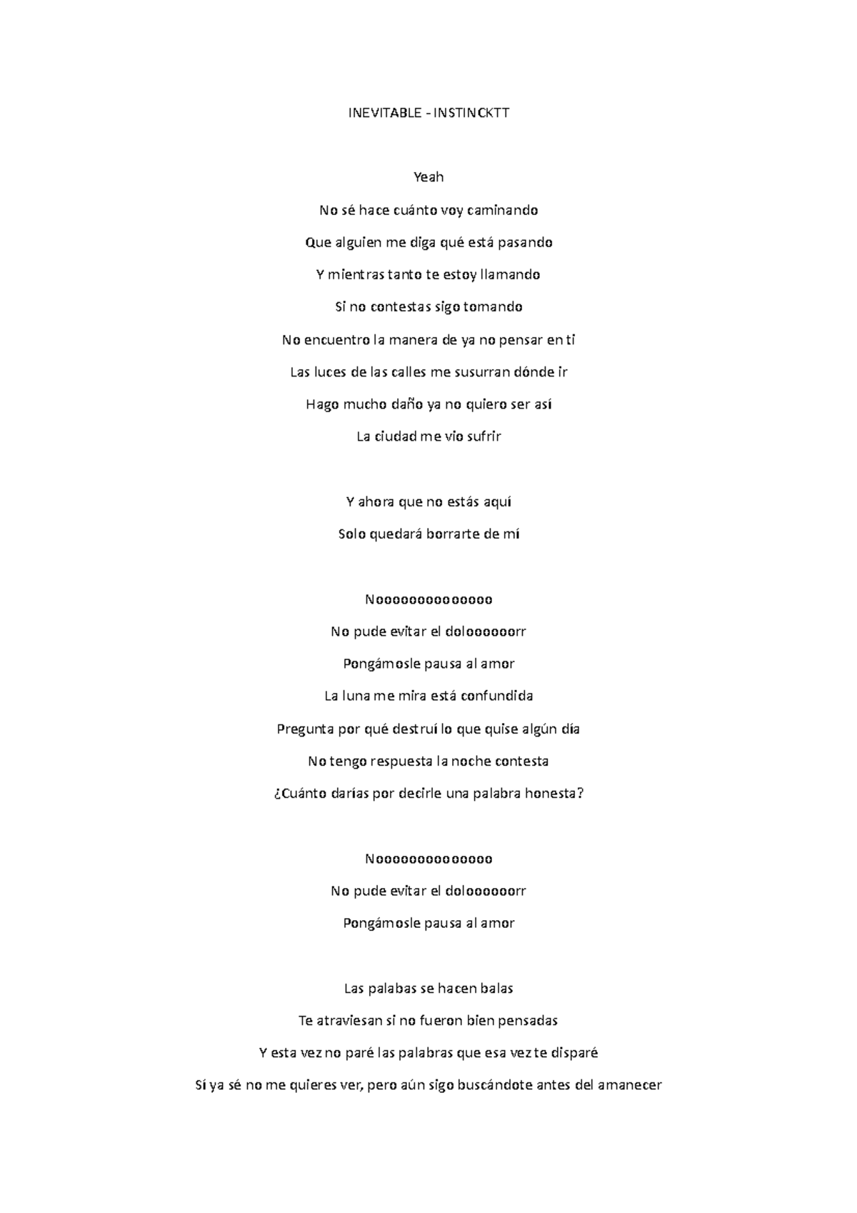 Inevitable instincktt - INEVITABLE - INSTINCKTT Yeah No sé hace cuánto ...