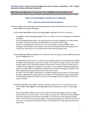 D079 Task 1 PASS FIRST TRY - Tyelynne Cole D TASK 1: A. Discuss how you ...