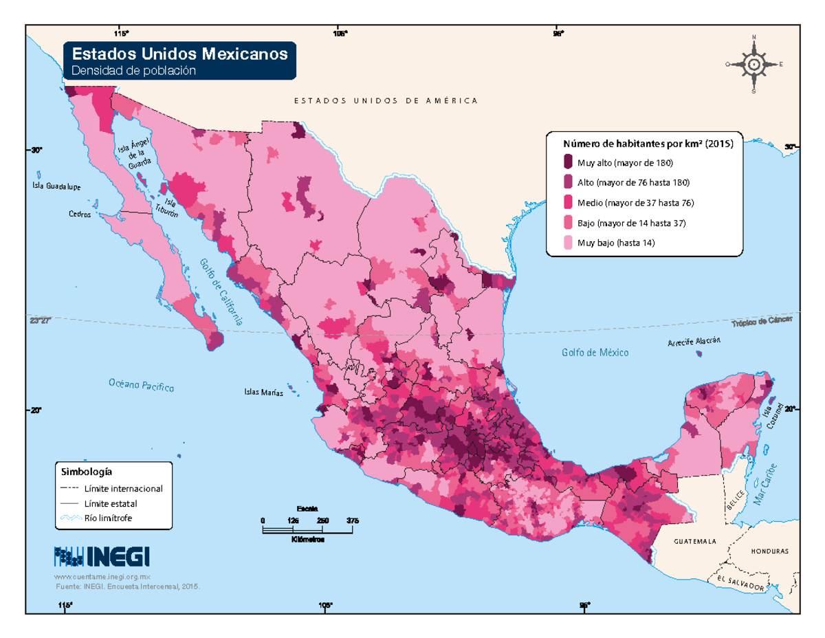 Densidad poblacion - MAPAS - Océano Pacífico Golfo de California Golfo ...