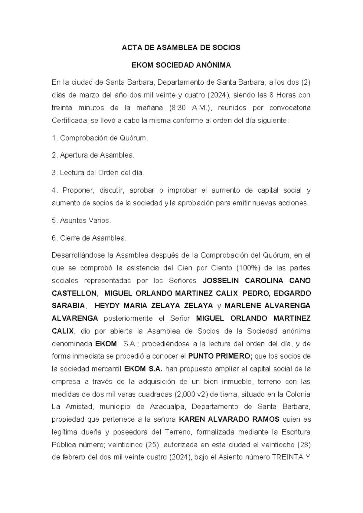 Modelo De Acta De Asamblea De Una Sociedad Anonima Noticias Modelo/acta ...
