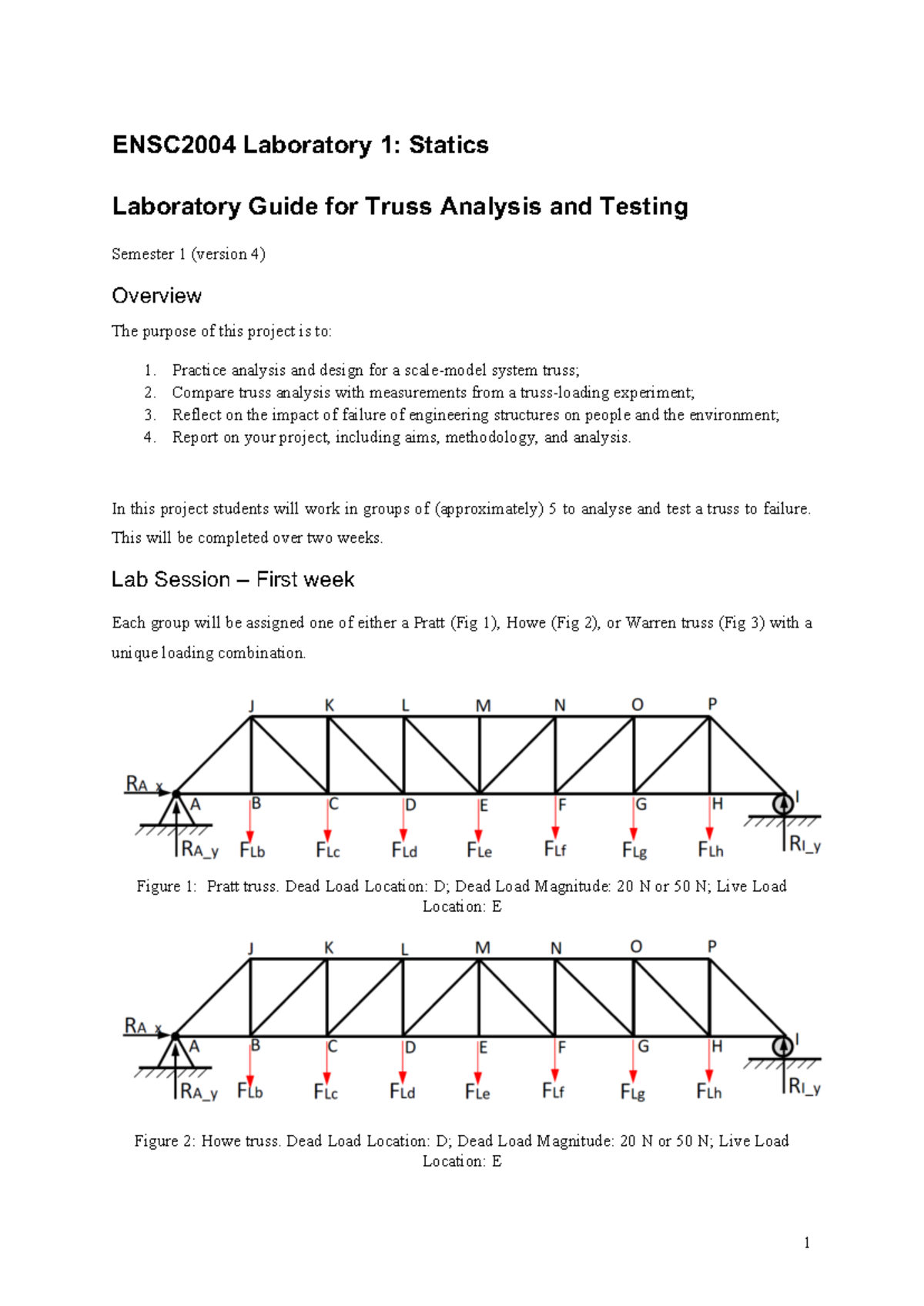 ENSC2004 Statics Lab Guide Sem1 - ENSC2004 Laboratory 1: Statics ...