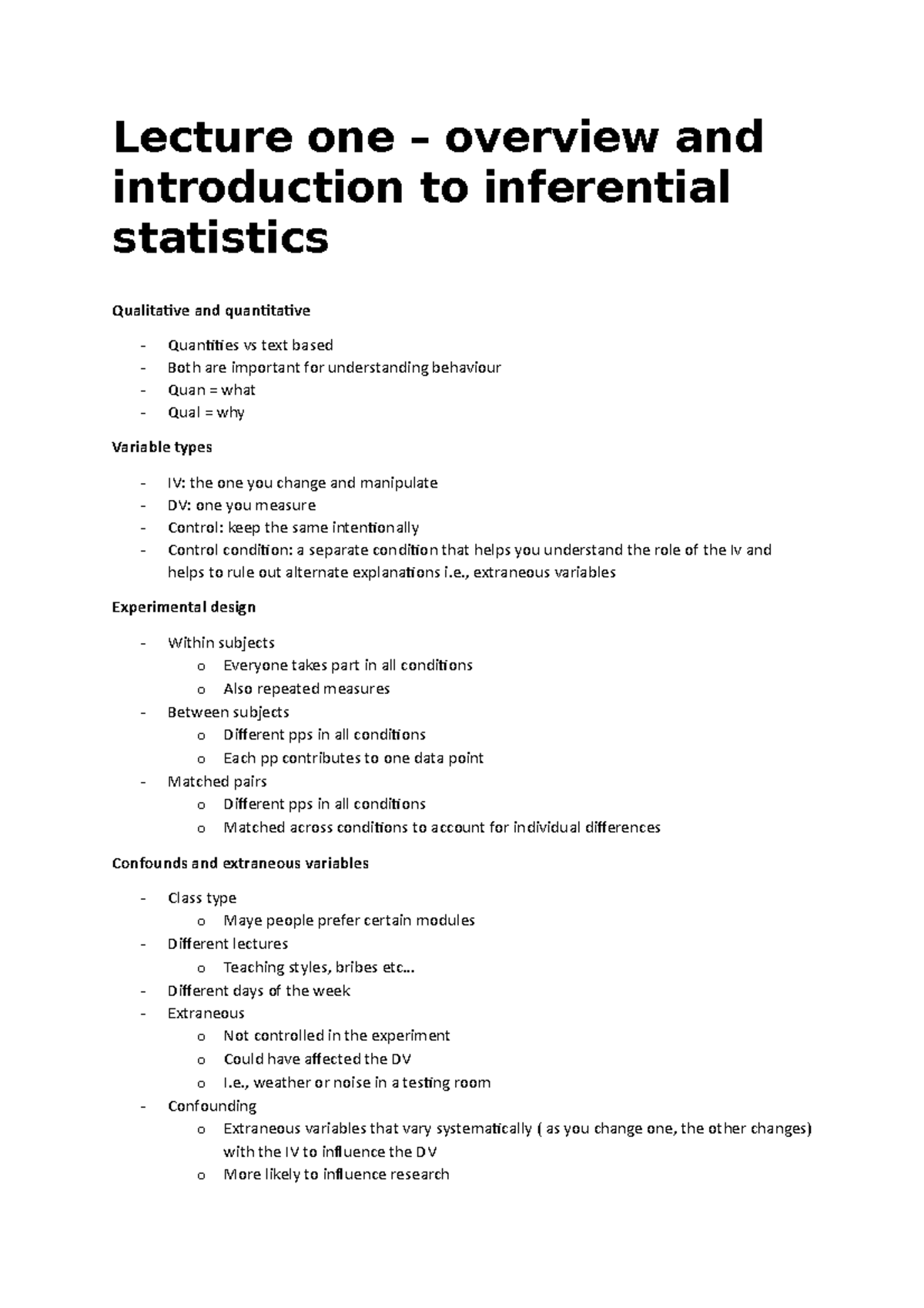 intoduction to inferential statistics - Lecture one – overview and introduction to inferential ...