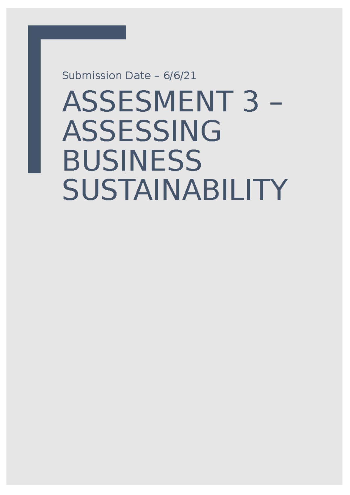 107 final assignment - BSB 107 - Submission Date – 6/6/ ASSESMENT 3 ...