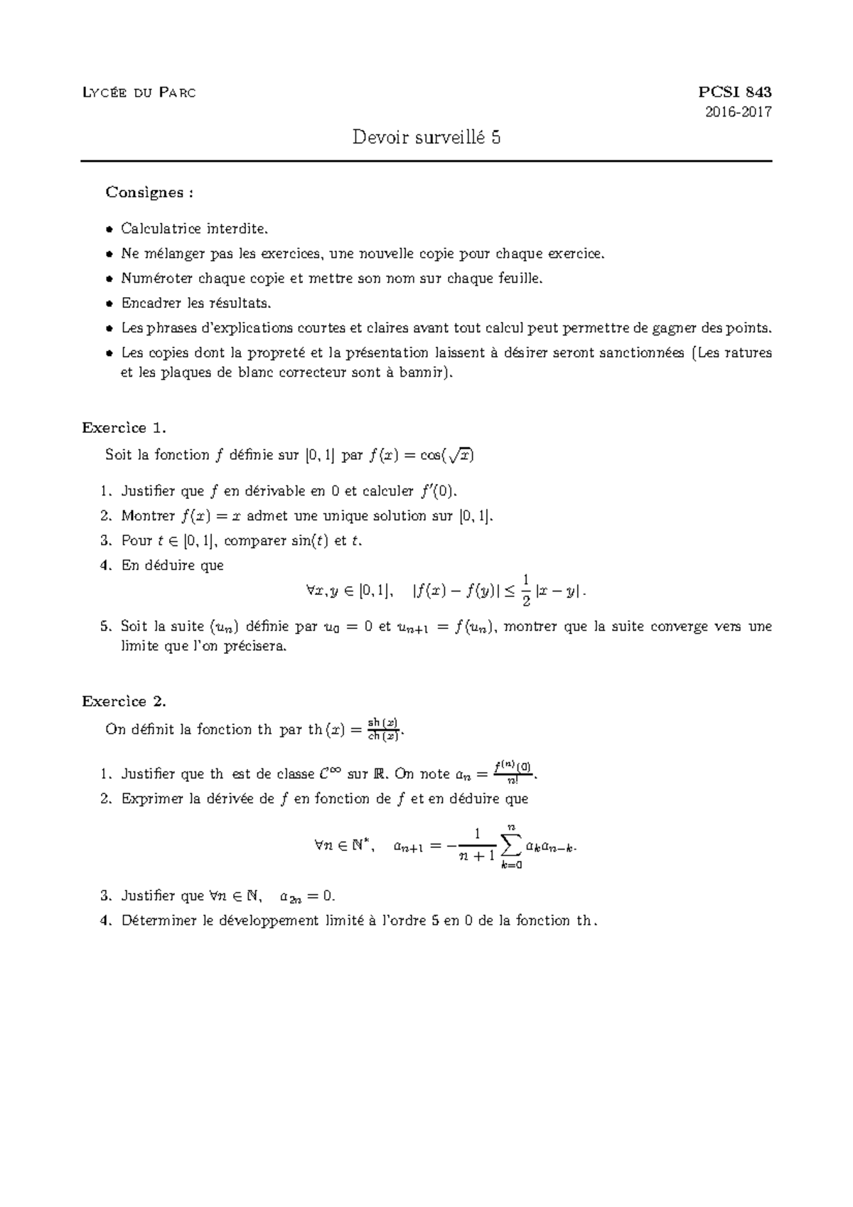 Devoir-13-enonce - Devoir-13-enonce - Lycée du Parc PCSI 843 2016- Devoir surveillé 5 Consignes ...