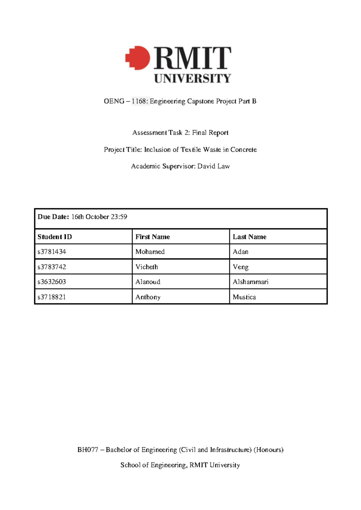 Final Capstone Project - OENG – 1168 : Engineering Capstone Project ...