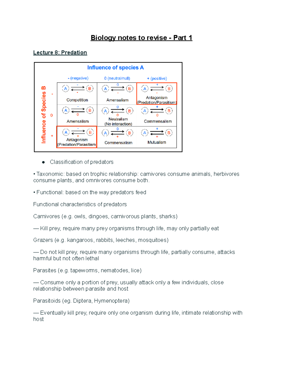 Biology notes to revise - Part 1 - Functional: based on the way ...