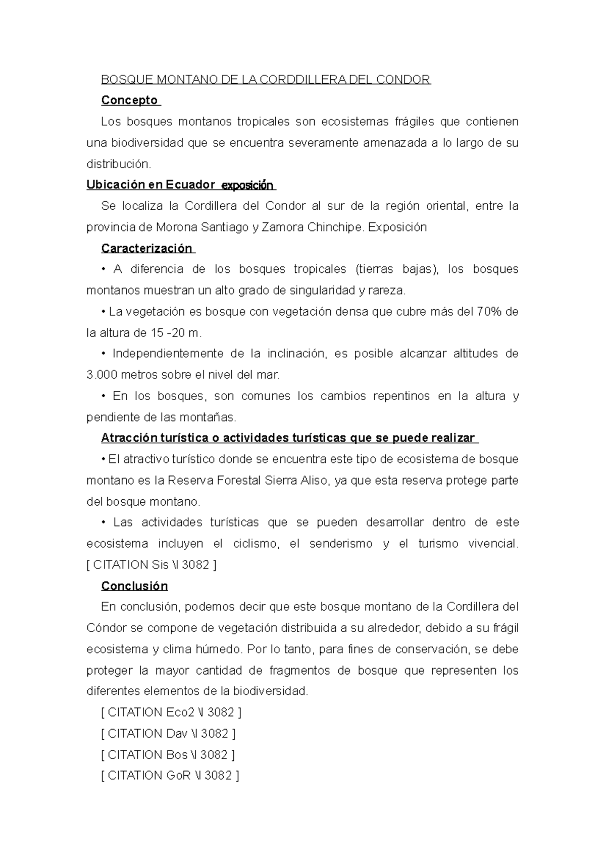 Bosques montanos - lllll - BOSQUE MONTANO DE LA CORDDILLERA DEL CONDOR ...