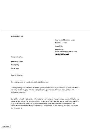 TAX3705 - Unisa - TAX Opinion Writing - Studocu